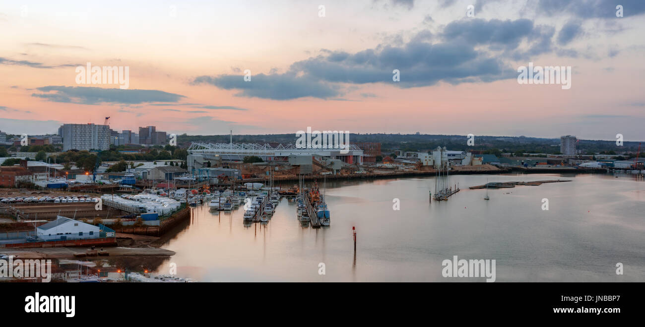 View from the Itchen Bridge towards the docks in Southampton Stock ...