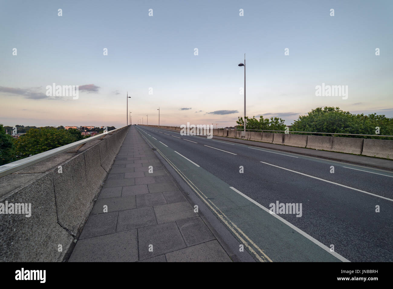 The Itchen Bridge which spans the River Itchen at twilight on a warm ...
