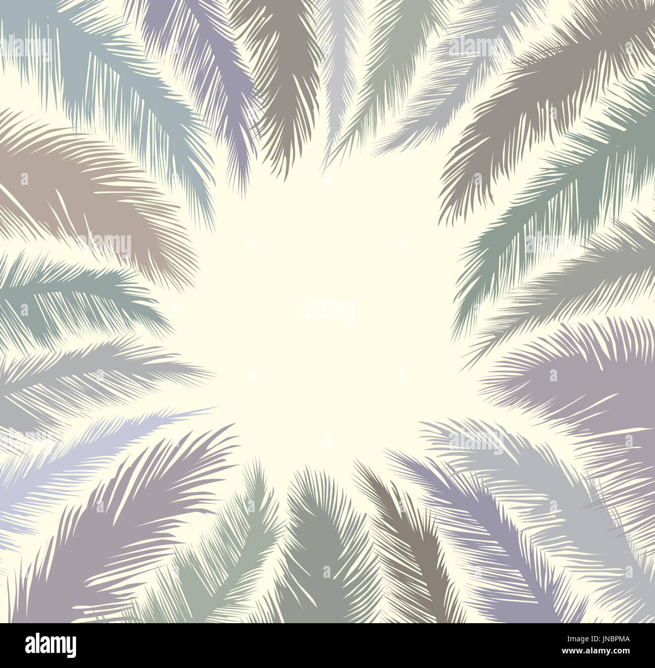 Floral background with sheet. Palm leaves frame Stock Photo - Alamy