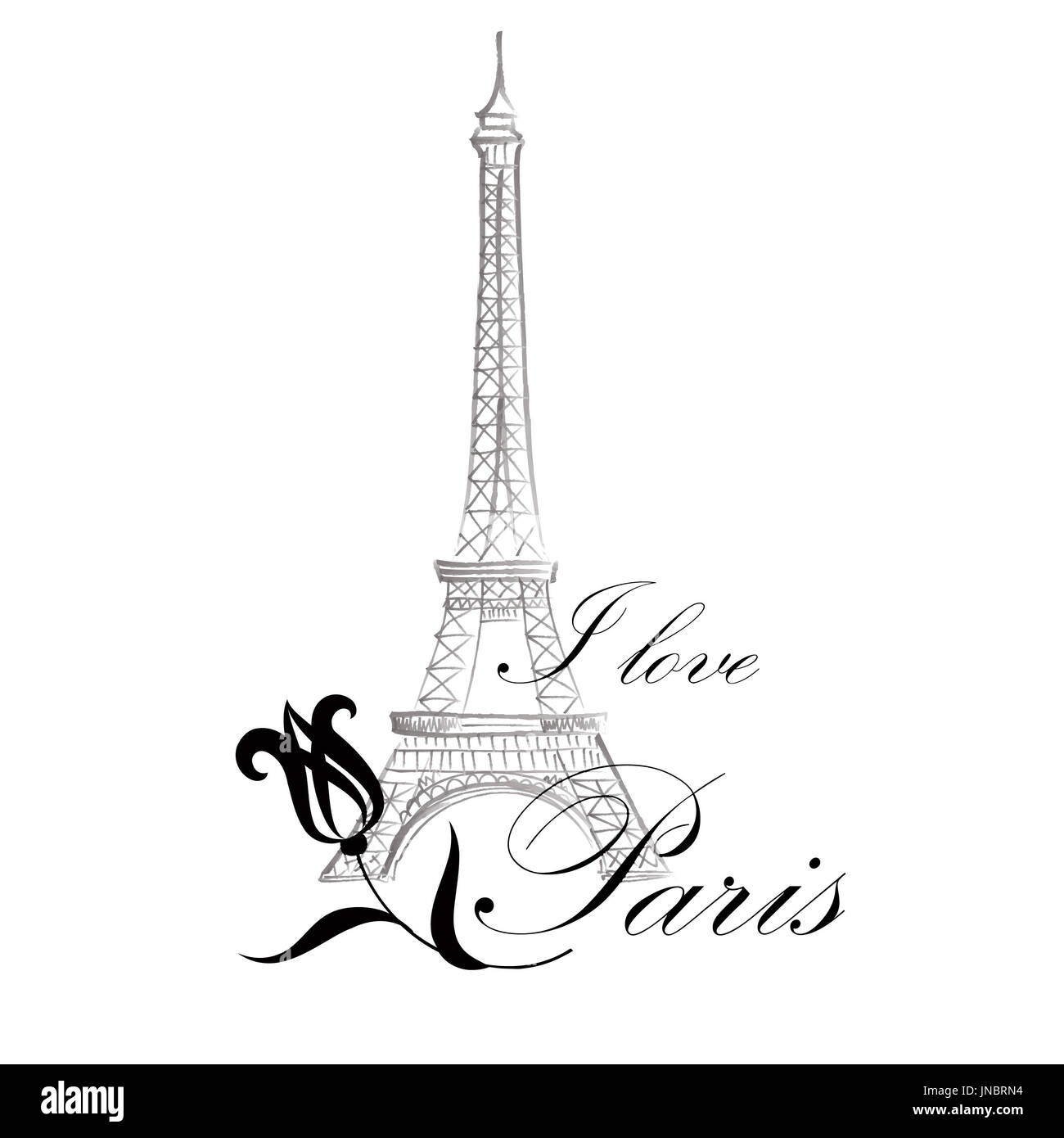 Paris sign. French famous landmark Eiffel tower. Travel France label ...