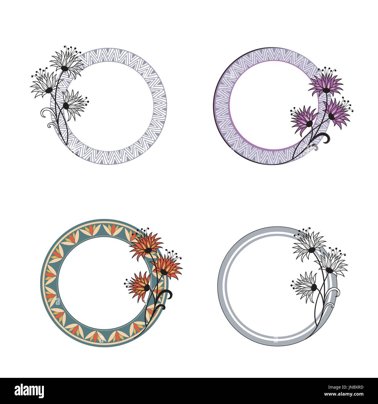 Floral romantic circle line Cut Out Stock Images & Pictures - Alamy