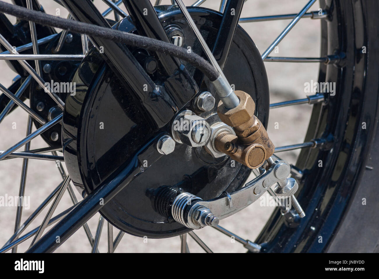 Front wheel brake in old vintage motorcycle Stock Photo - Alamy