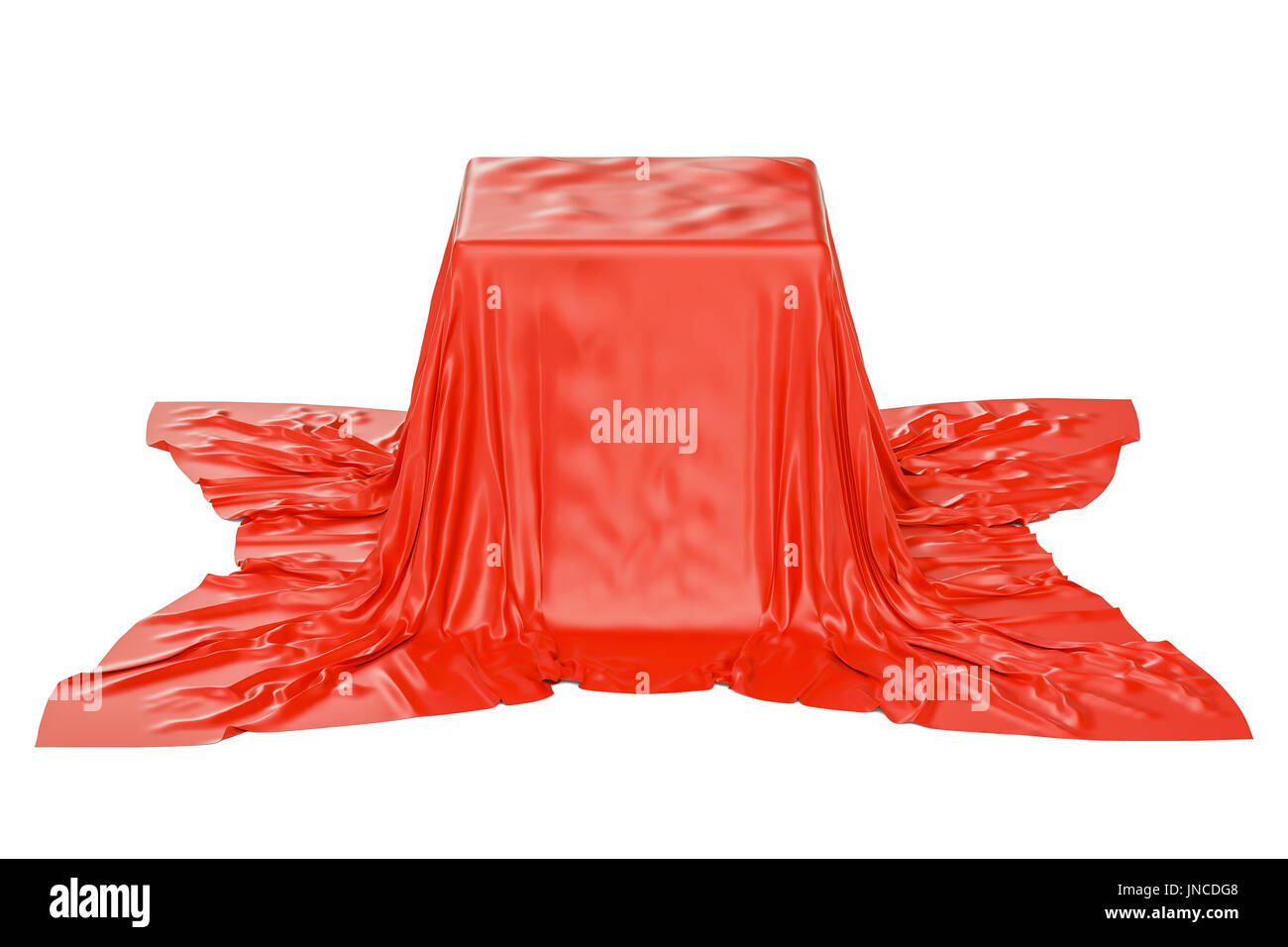 Box covered red cloth, 3D rendering isolated on white background Stock ...