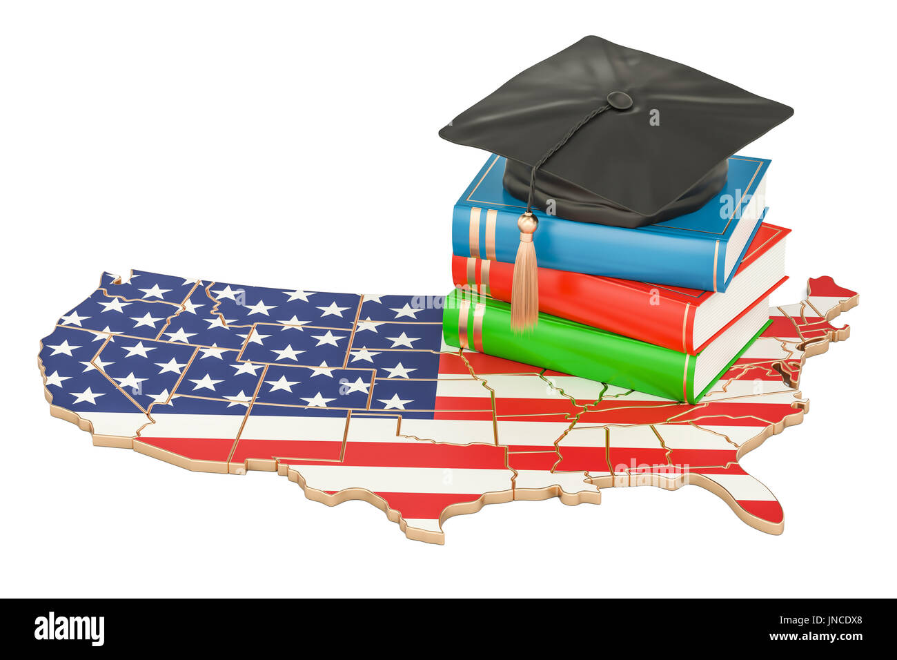 Education in USA concept, 3D rendering isolated on white background ...