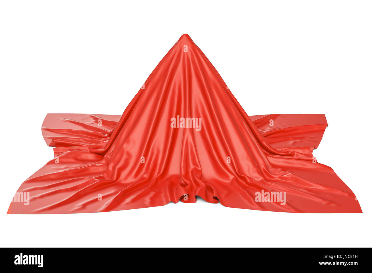 Object covered red cloth, 3D rendering isolated on white background ...