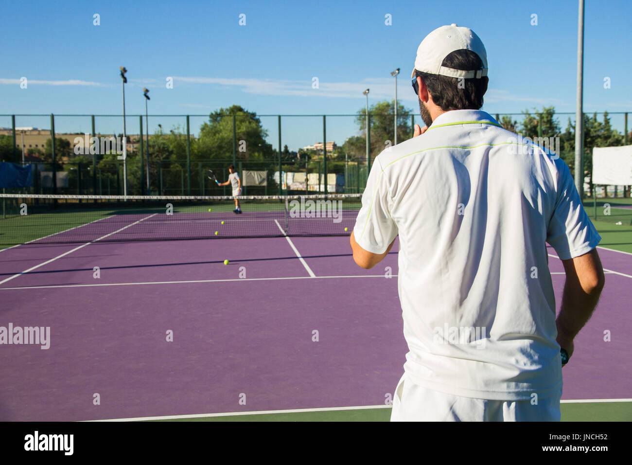 Professional tennis player playing the game on the tennis court. He has ...