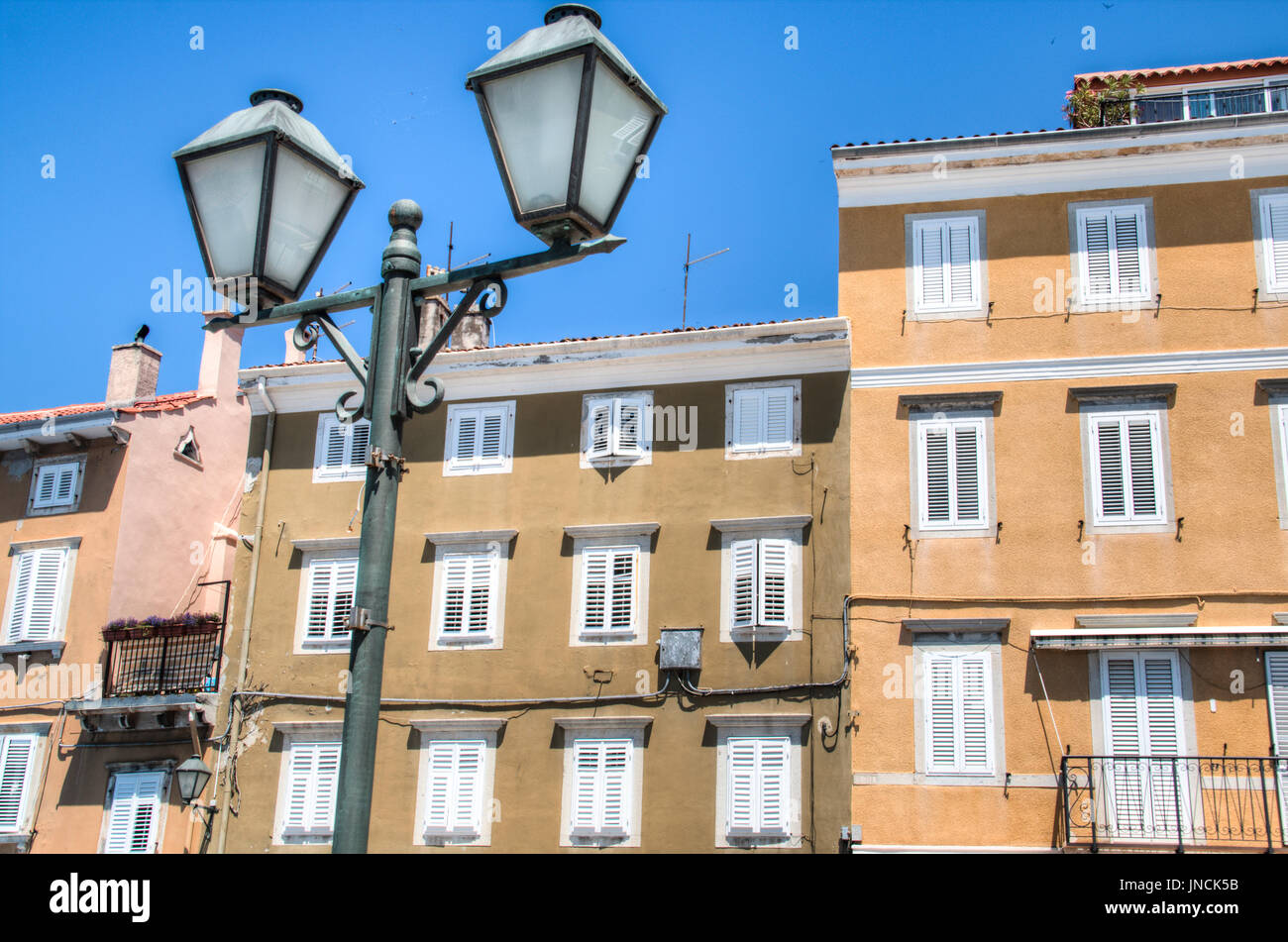 Typical facades of the old houses in Cres village on Cres island in ...