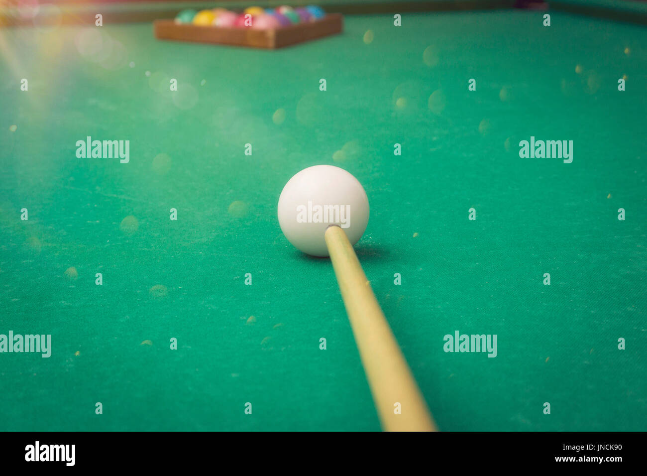 Billiard Balls in a pool table Stock Photo - Alamy