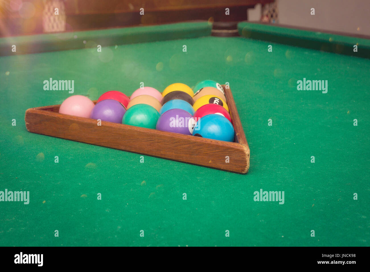 Billiard Balls in a pool table Stock Photo - Alamy