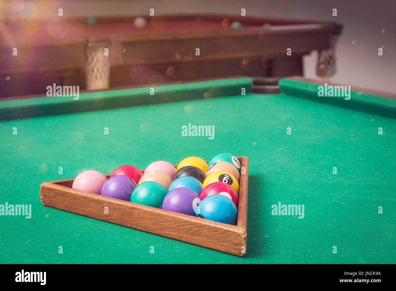 Billiard Balls in a pool table Stock Photo - Alamy