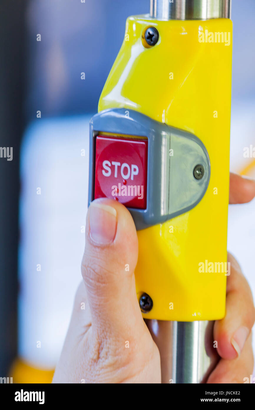 Pressing the "STOP" button Stock Photo - Alamy