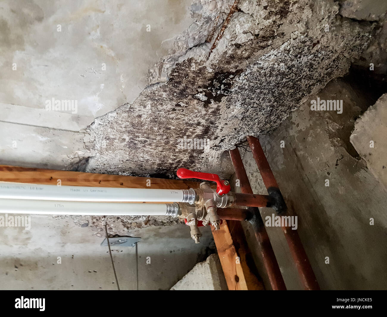 Rainwater leakege damaged concrete Stock Photo - Alamy