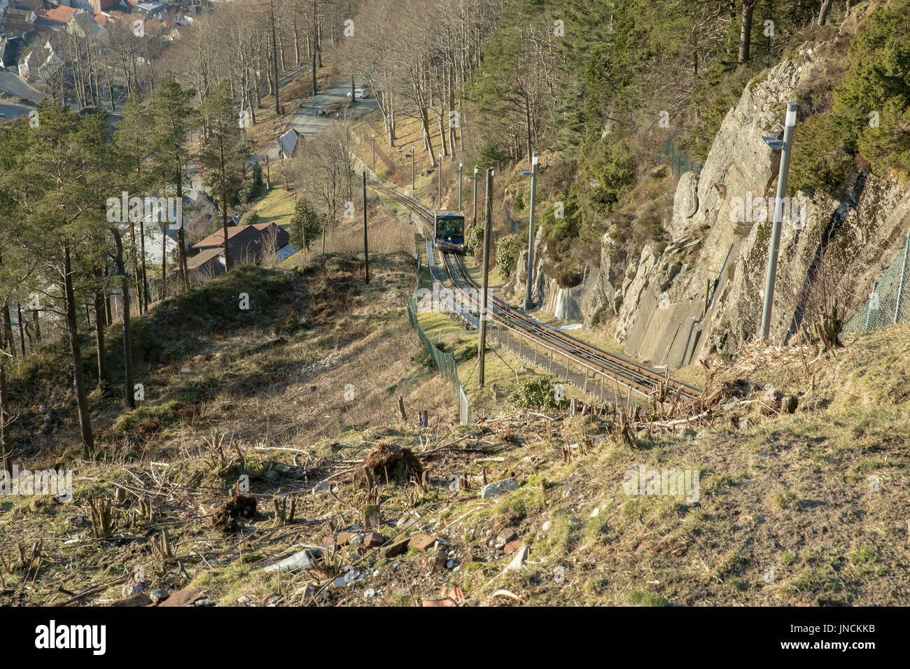 Floibanen funicular to Mt Floyen, Bergen, Hordaland, Norway ...