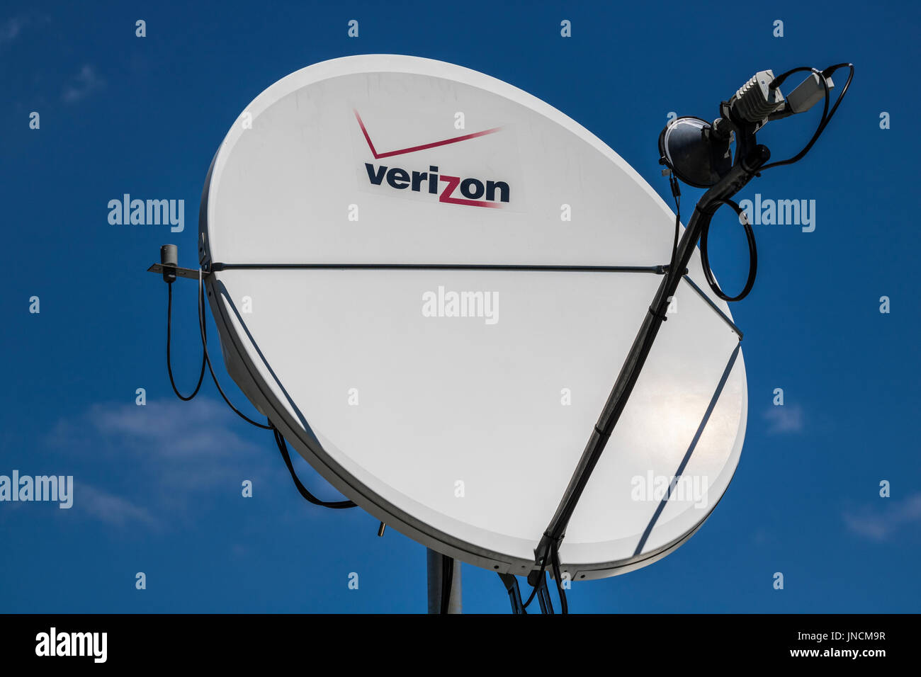 Indianapolis - Circa July 2017: Verizon railroad satellite telemetry ... Indianapolis - Circa July 2017: Verizon railroad satellite telemetry ...