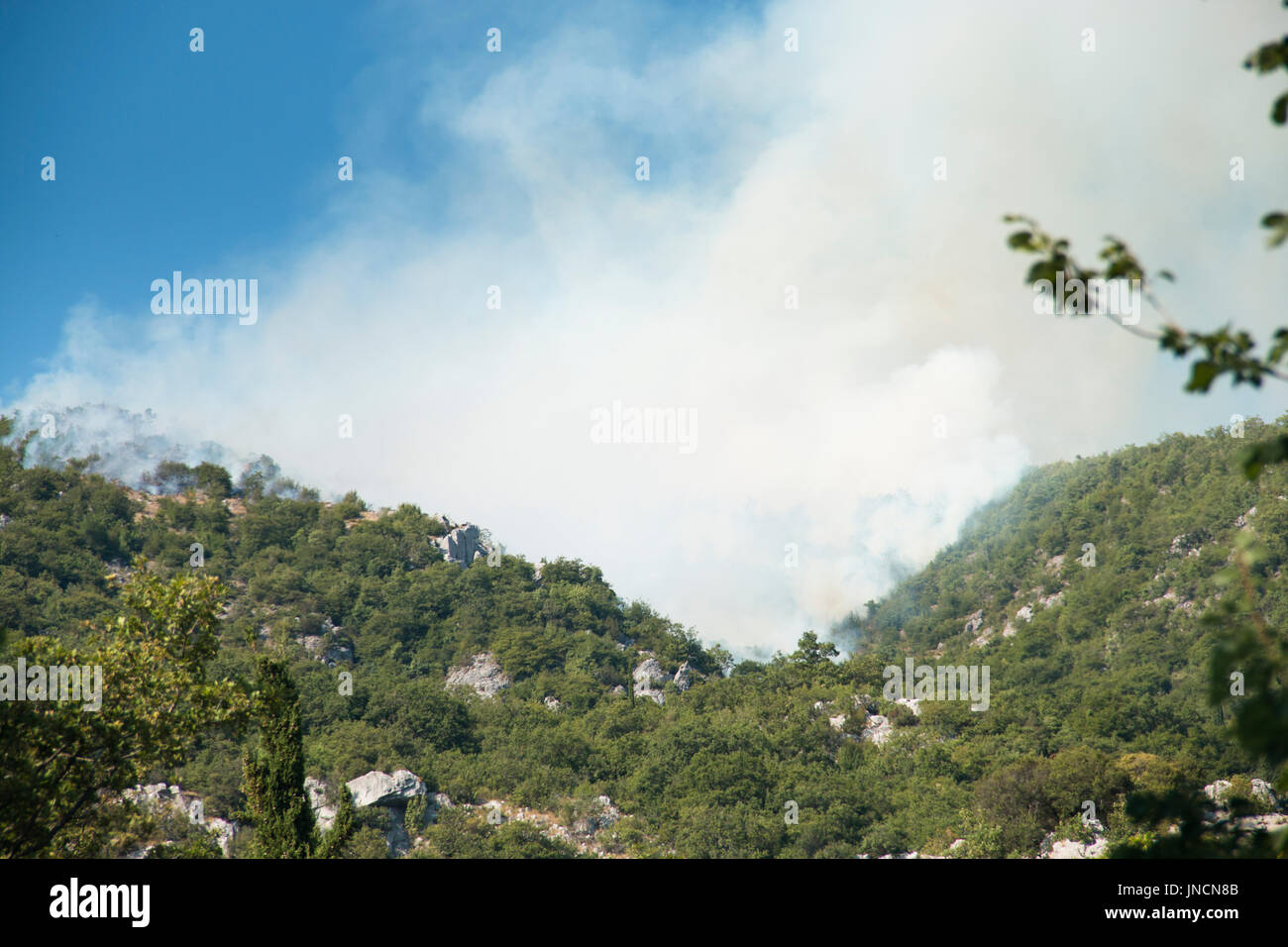 Huge forest fires on the mountains close to Herceg Novi and the bay of ...