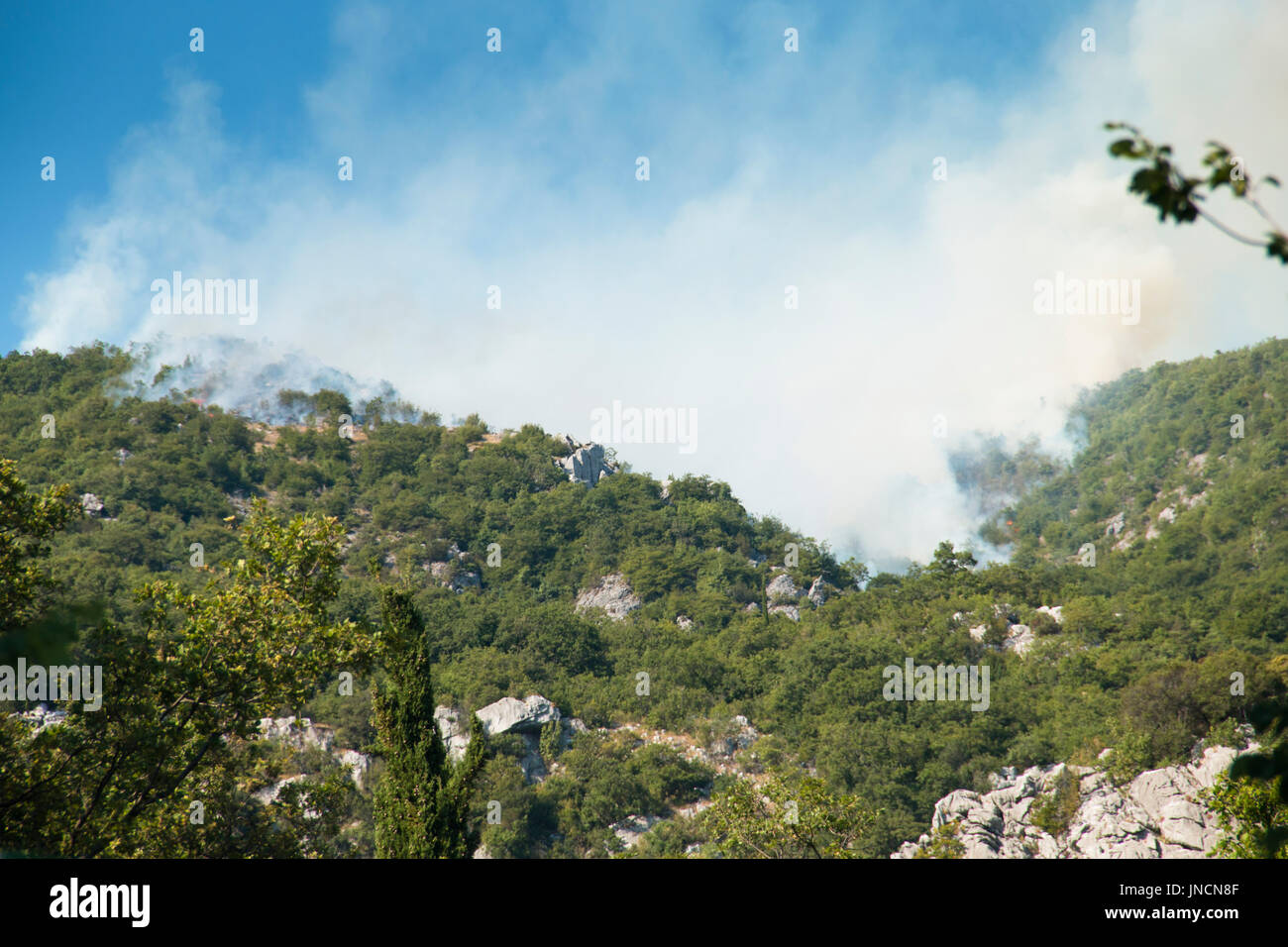 Huge forest fires on the mountains close to Herceg Novi and the bay of ...