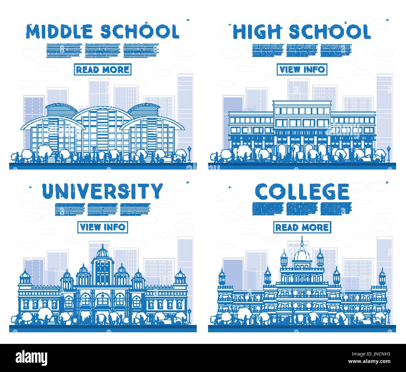 Outline Set of University, High School and College Study Banners ...