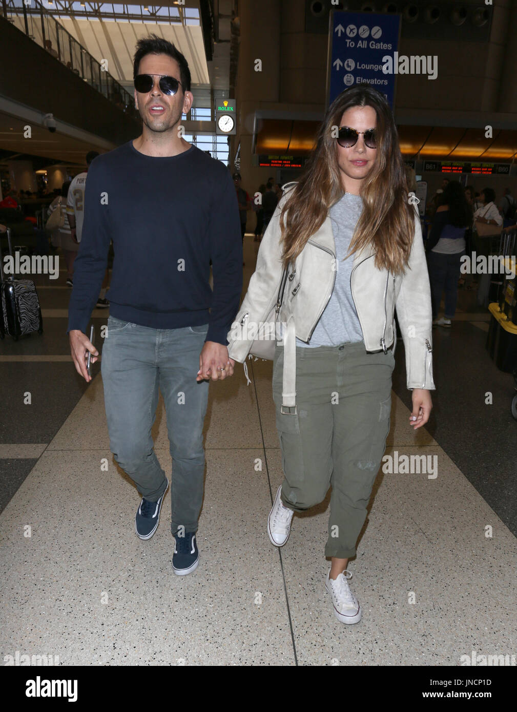 Eli Roth and his wife Lorenza Izzo arrive at Los Angeles International ...