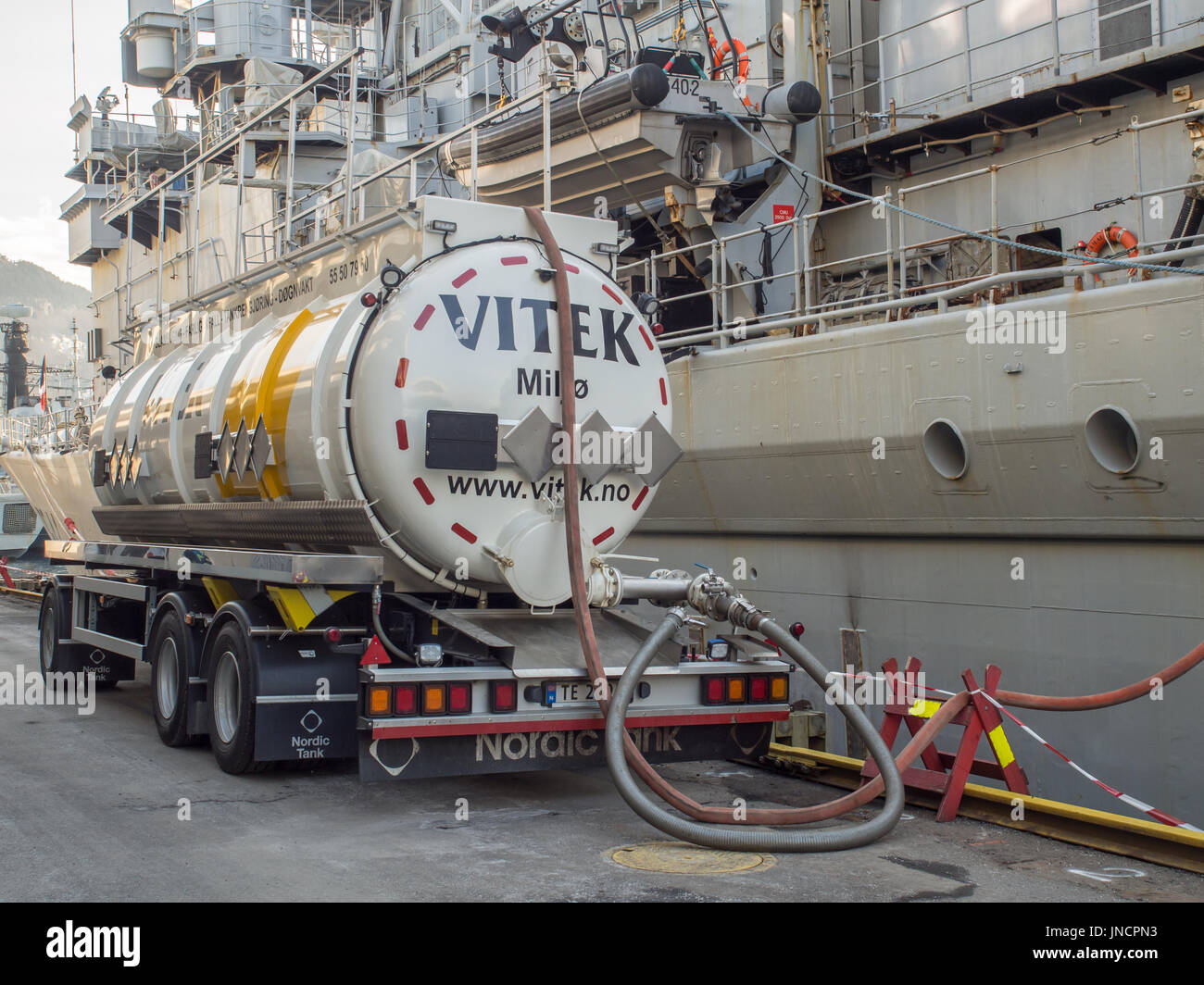 Refueling of the naval warship in the port of Bergen Stock Photo - Alamy