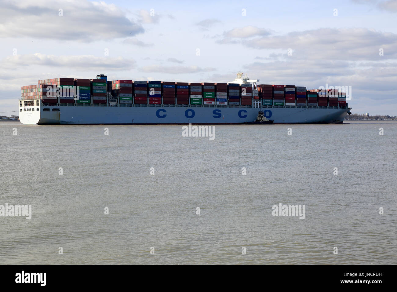 Cosco shipping line container ship arriving at Port of Felixstowe ...