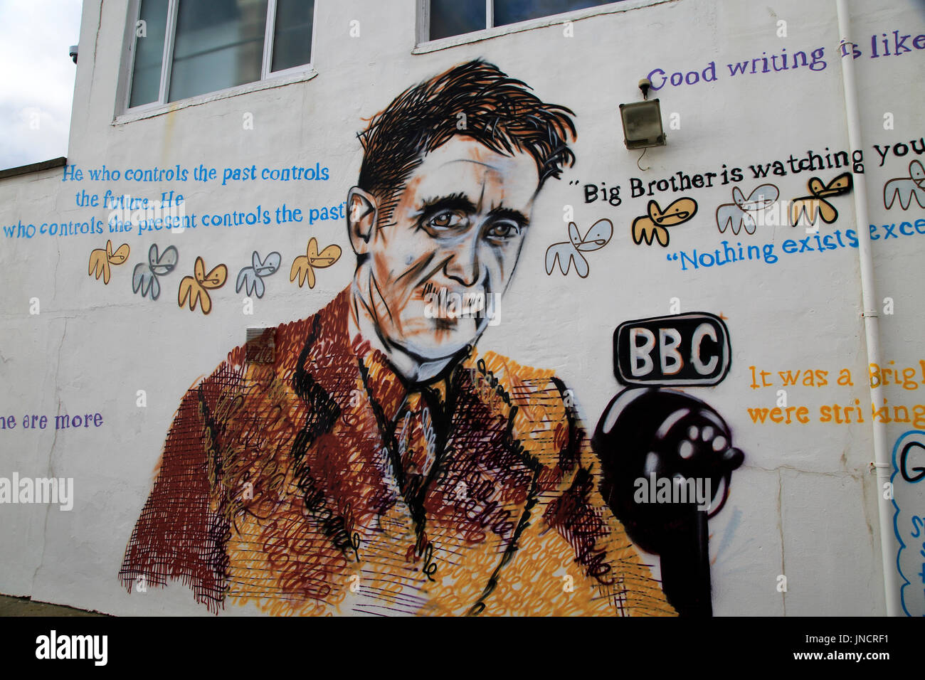 George Orwell mural picture Southwold, Suffolk, England, UK by Charles Uzzell Edwards Stock ...