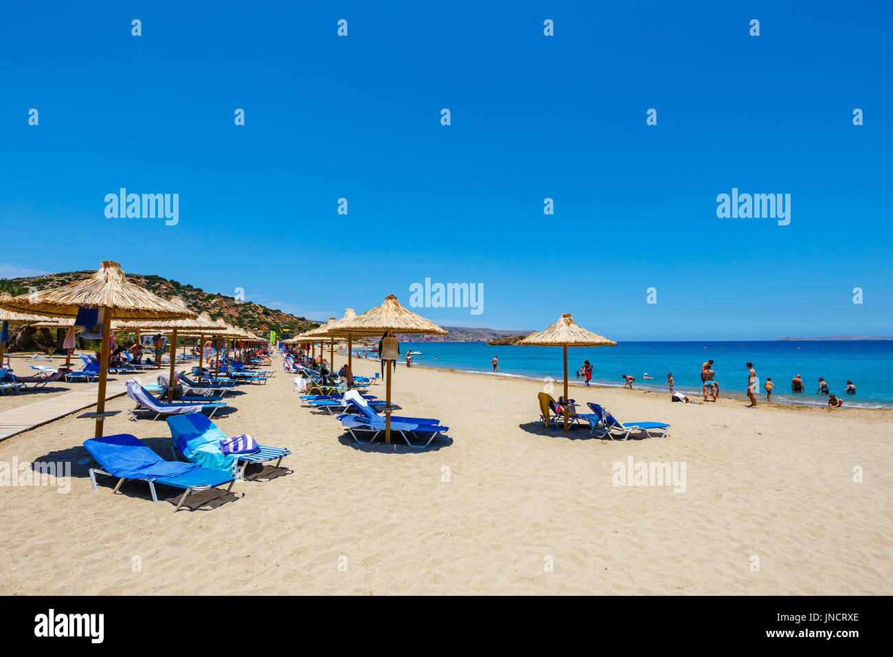 Crete Island, Greece, June 11, 2017: Famous beach at Vai with a ...