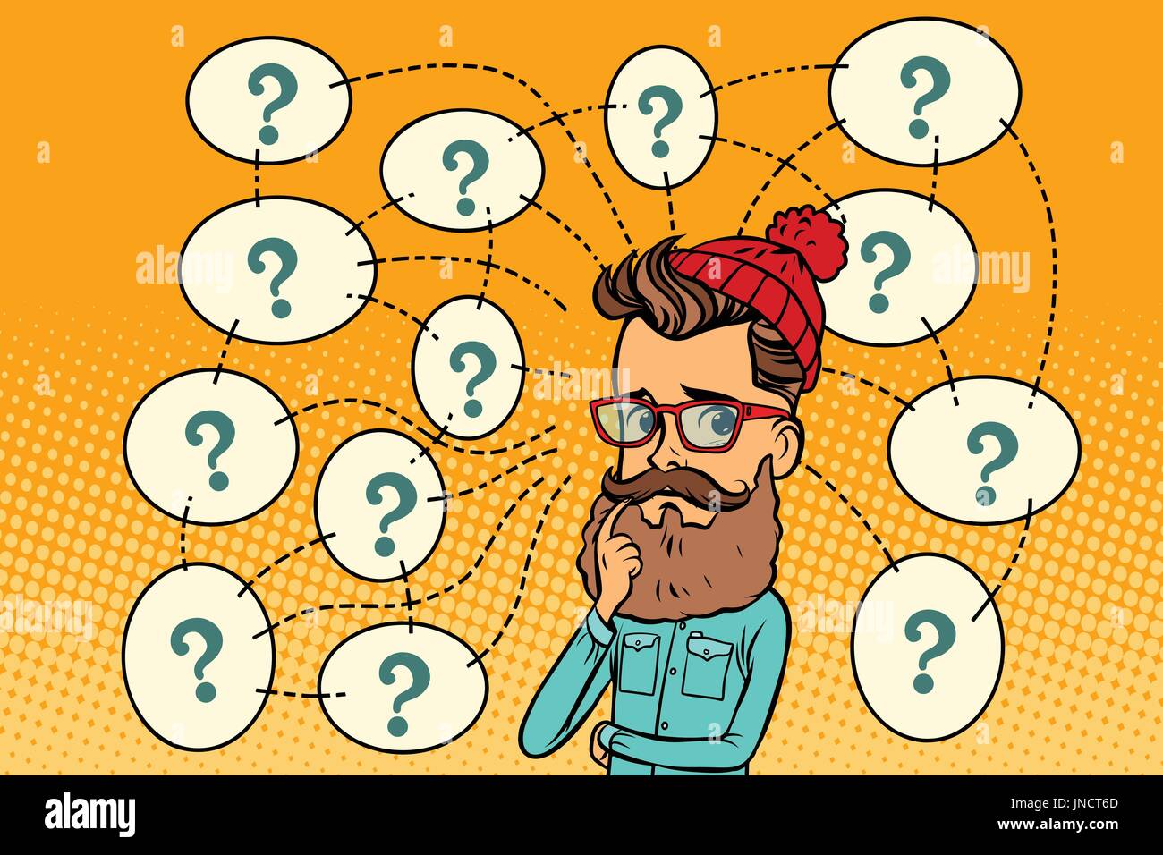 Hipster solves the problem, questions and reflections. Comic book ...