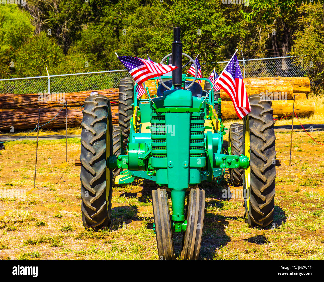 Two Tractors Displaying American Flags At Small County Fair Stock Photo ...