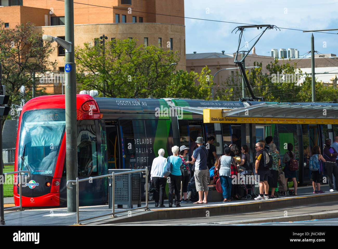 Trams at Victoria Square, Adelaide, South Australia Stock Photo - Alamy
