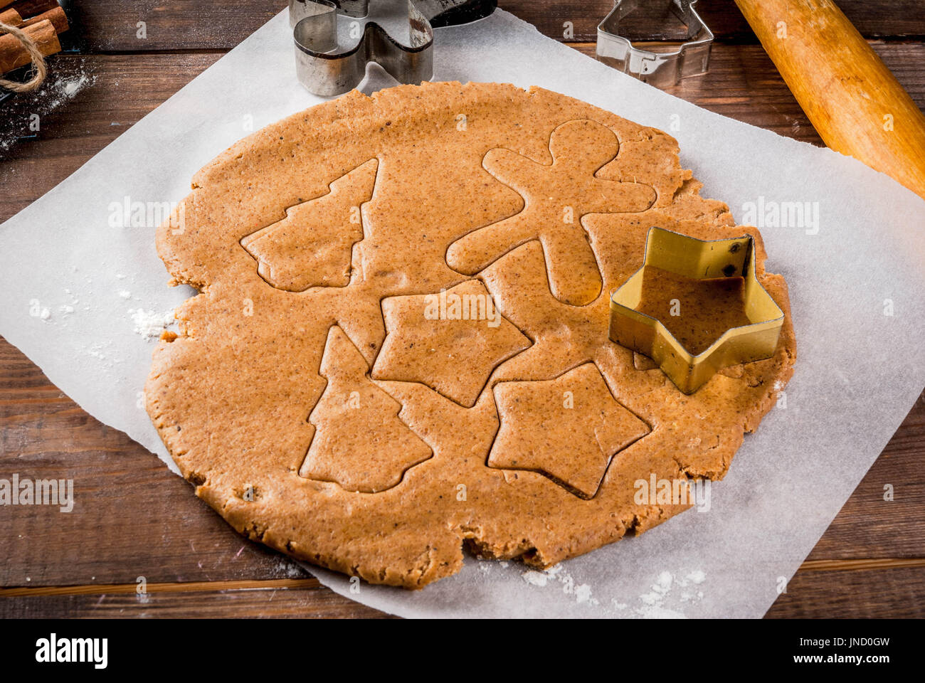 Ingredients for autumn winter festive baking - flour, brown sugar, eggs ...