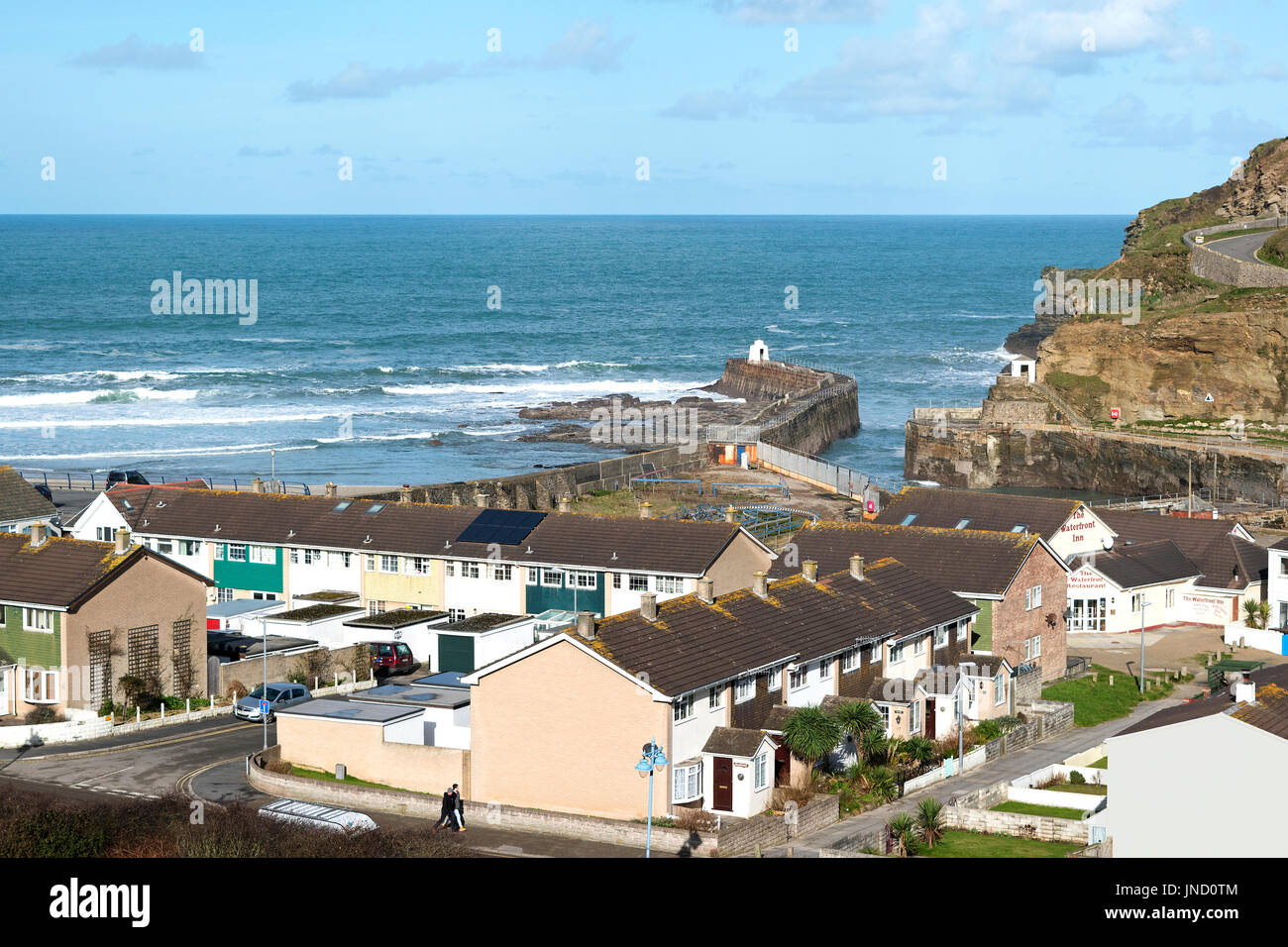 homes in the coastal village of portreath, cornwall, england, uk Stock ...