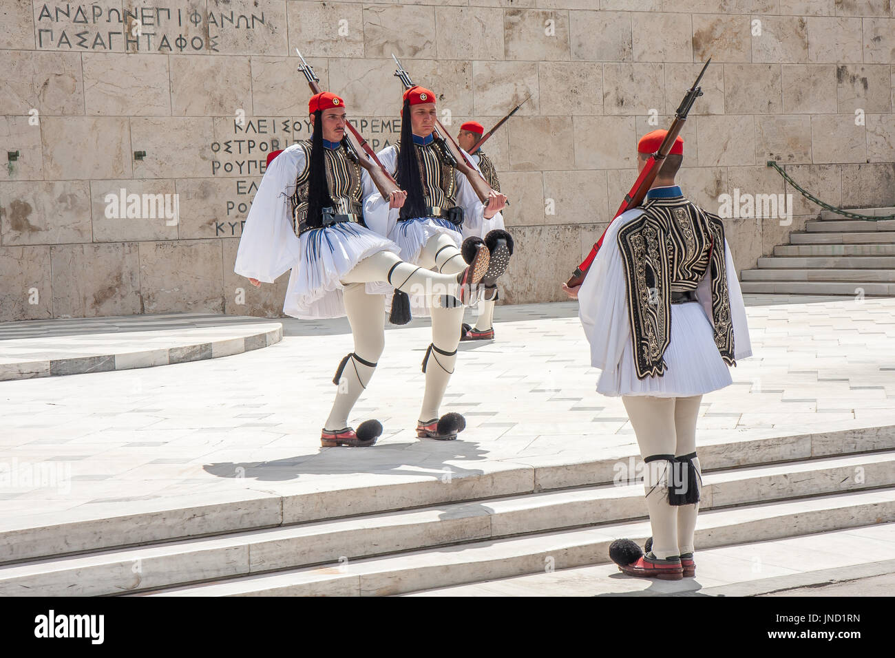 Athens, Greece, - April 05, 2015: A solemn military parade of soldiers ...