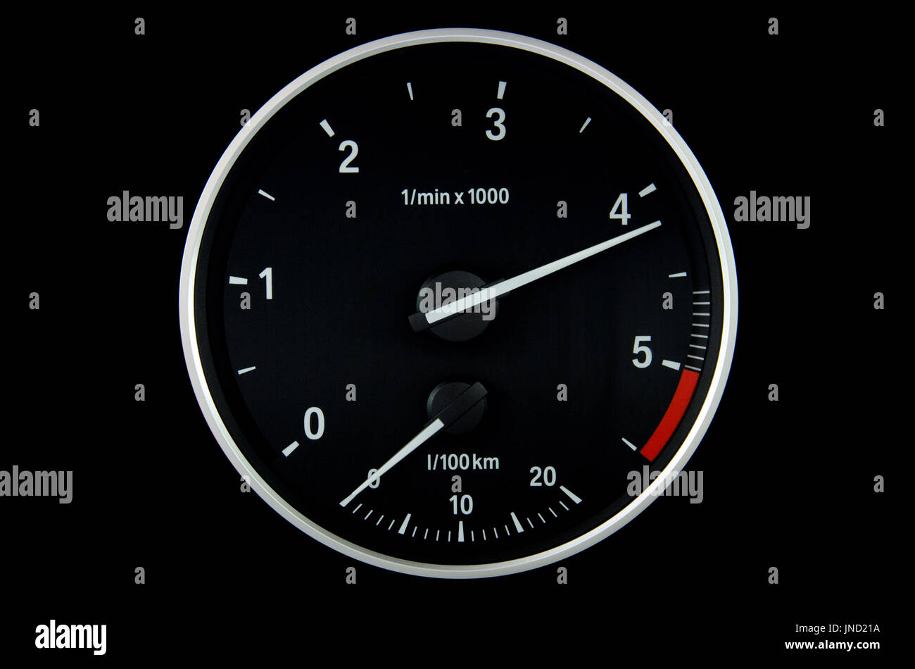 Round tachometer on black background Stock Photo - Alamy