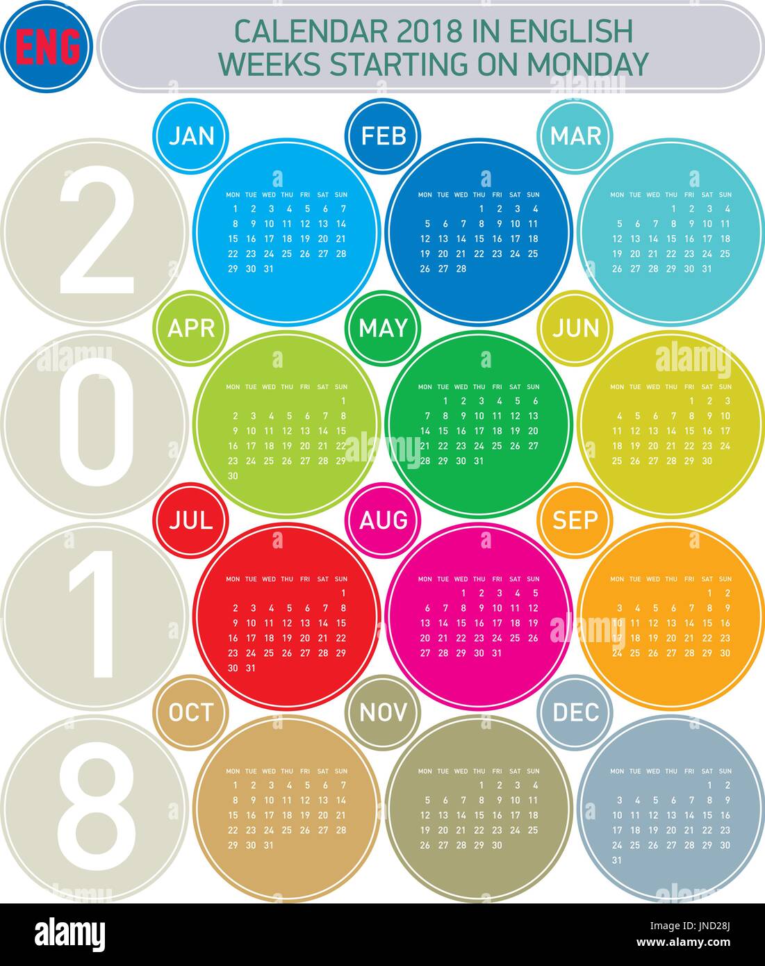 English calendar Stock Vector Images - Alamy