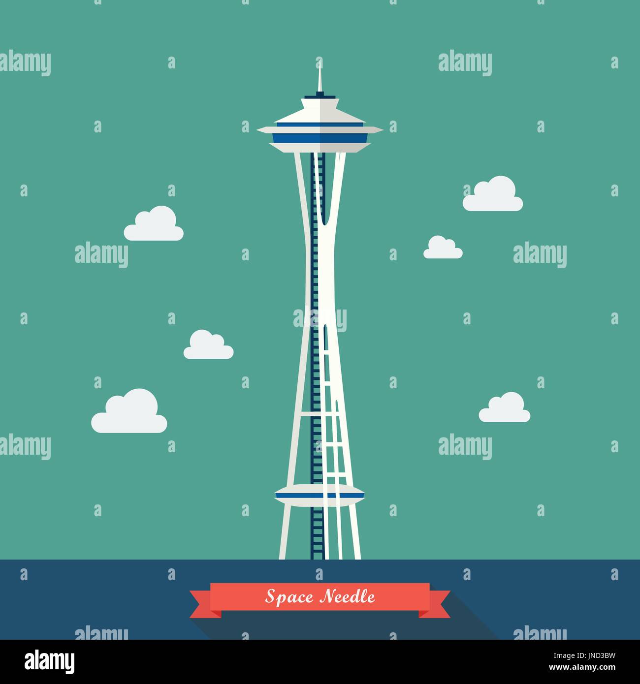 Space Needle. Observation tower in Seattle. Vector illustration Stock ...