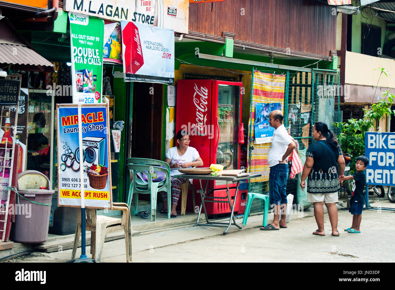 Street scene with stalls, Puerto Princesa, Palawan, Philippines Stock ...