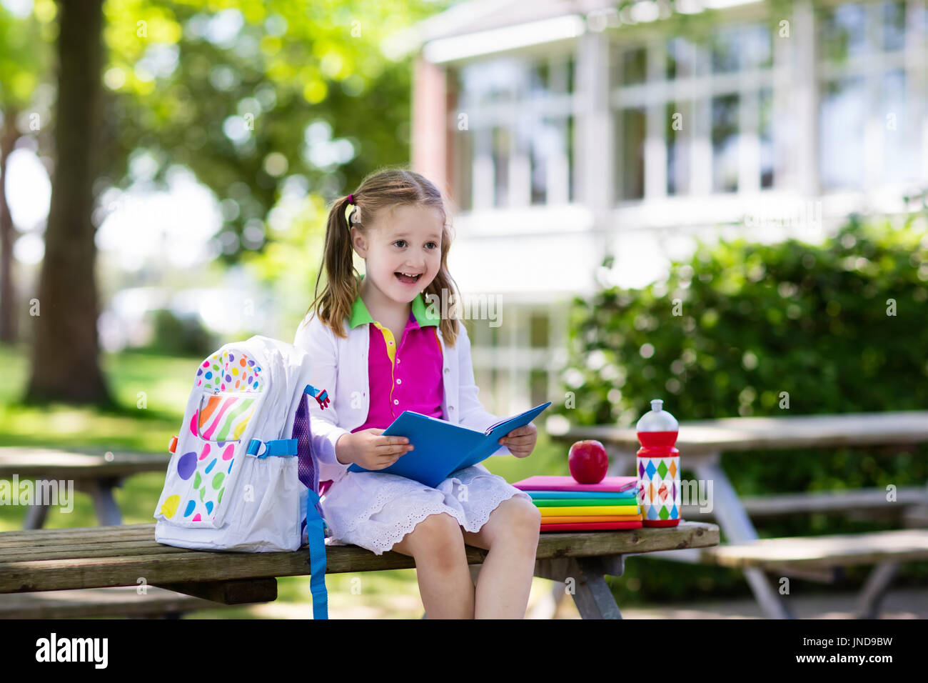 Child going back to school. Start of new school year after summer ...