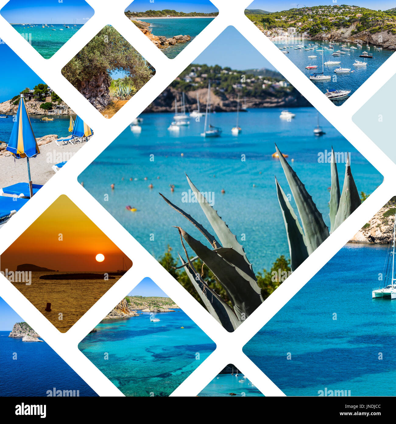 Collage of Ibiza beach Balearic Islands Stock Photo - Alamy