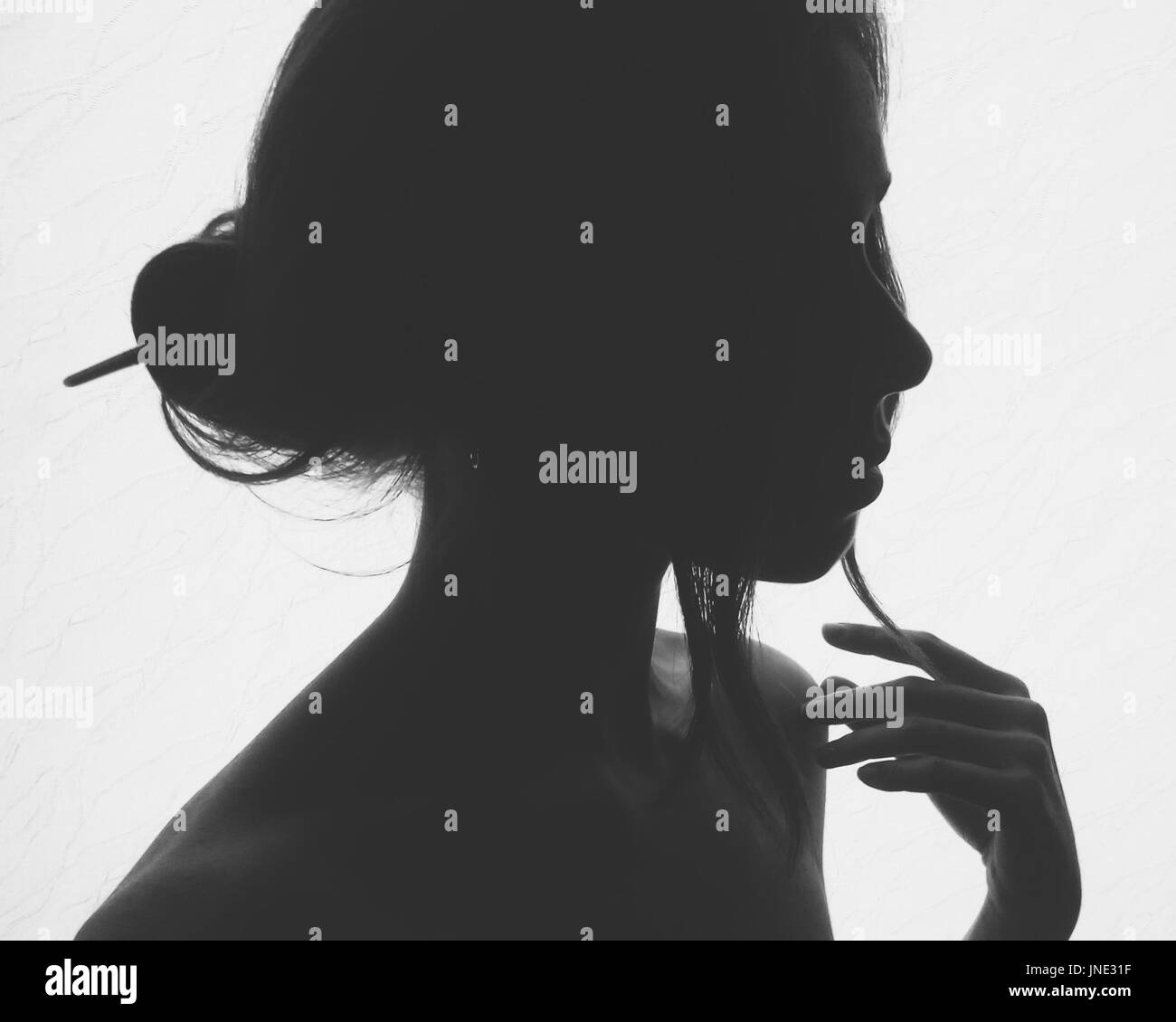 Side Profile Woman Face Black and White Stock Photos & Images - Alamy