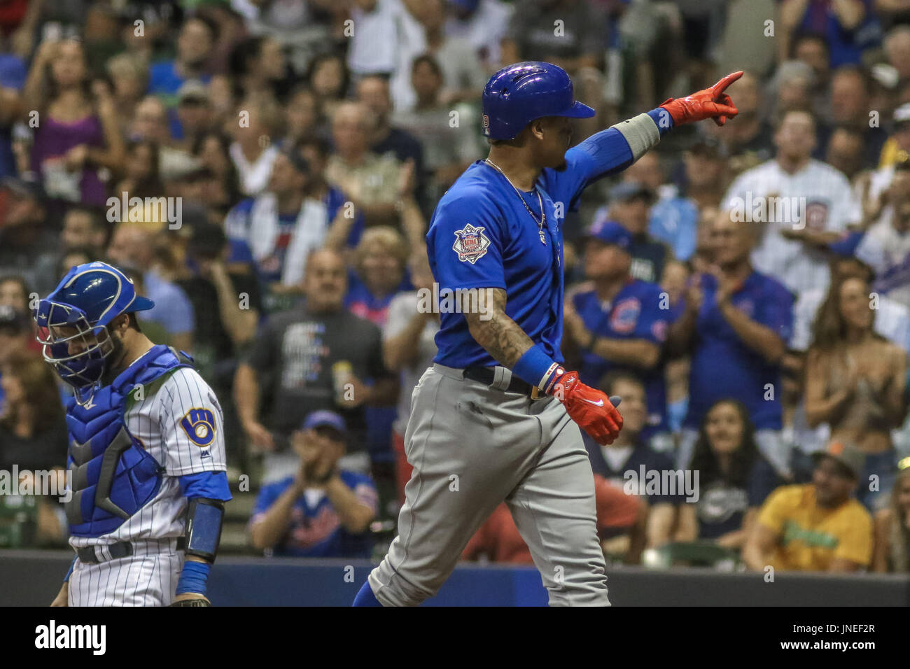 July 28th, 2017 - Chicago Cubs second baseman Javier Baez (9) points to ...