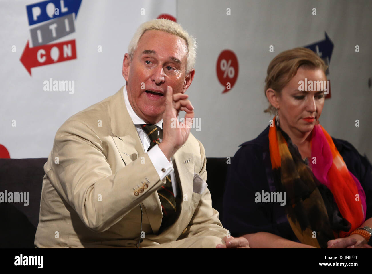 Pasadena, Ca. 29th July, 2017. Roger Stone and Xeni Jardin pictured ...