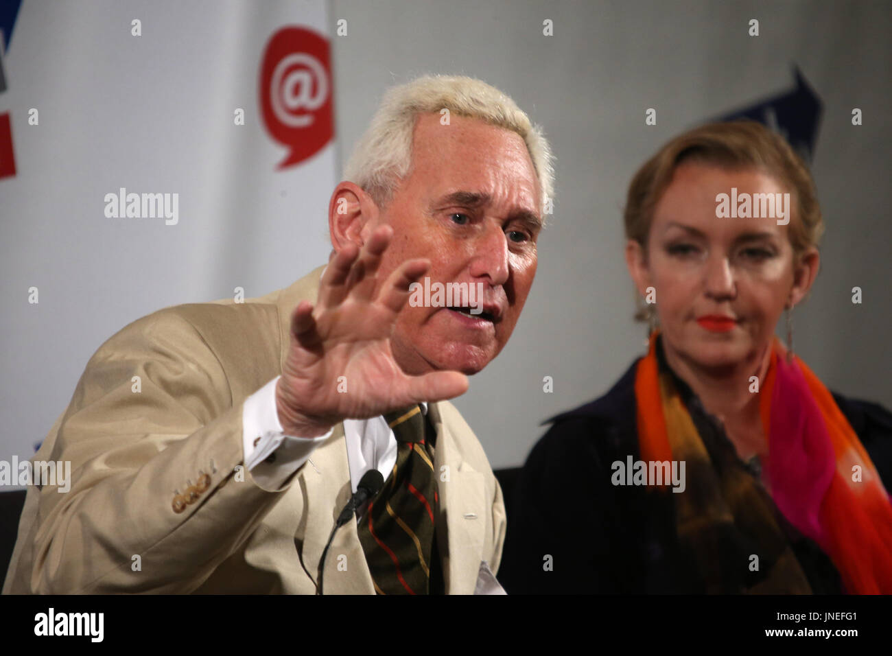 Pasadena, Ca. 29th July, 2017. Roger Stone and Xeni Jardin pictured ...