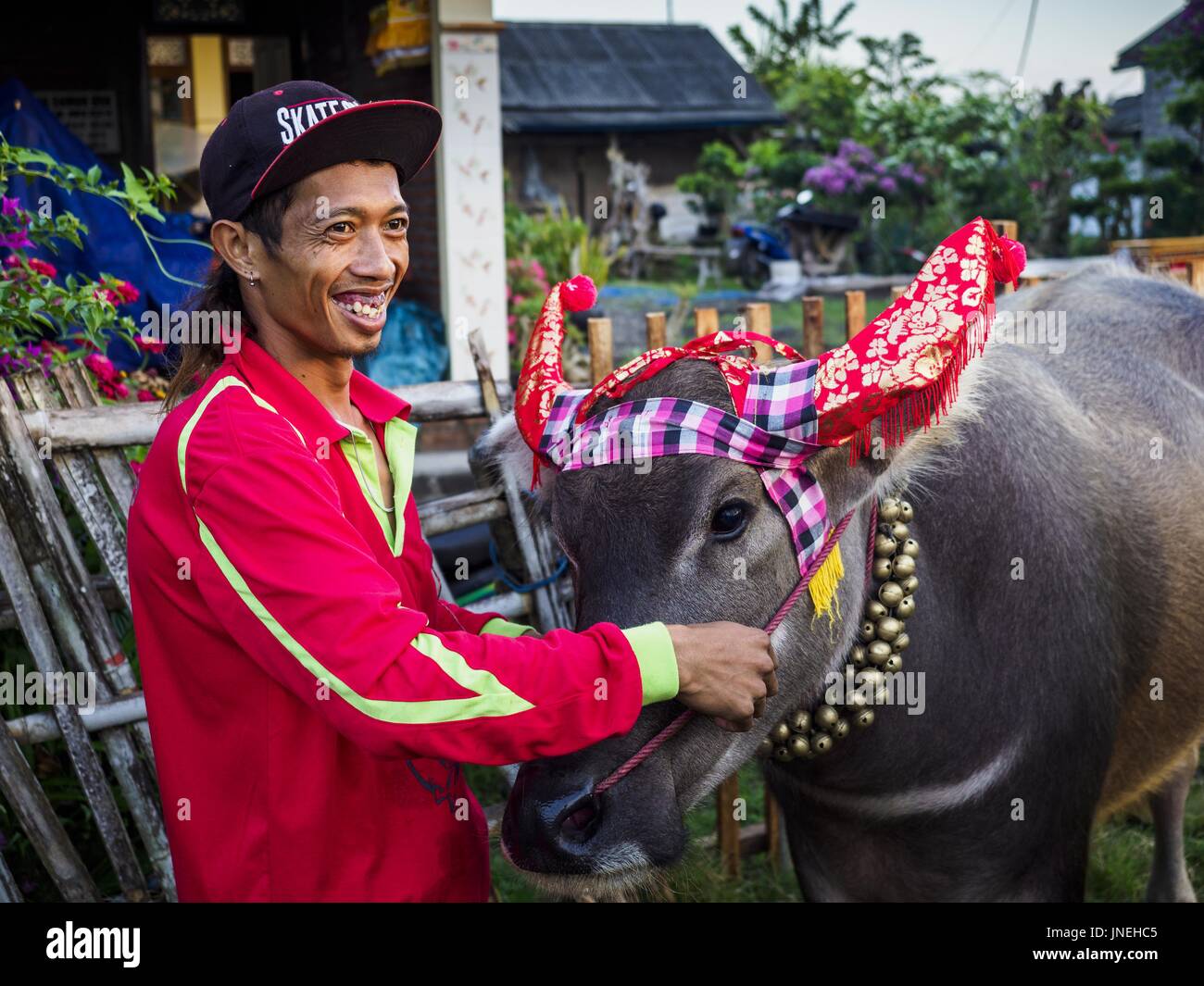 Jembrana, Bali, Indonesia. 30th July, 2017. A Balinese man with one of ...