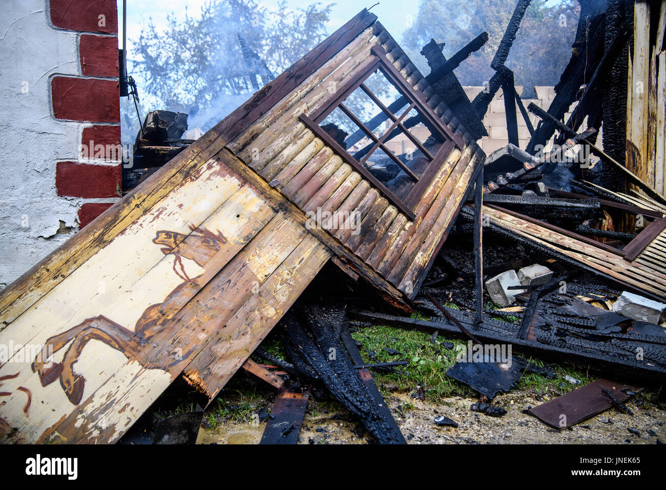 Dasing, Germany. 30th July, 2017. View of a destroyed facade at the ...