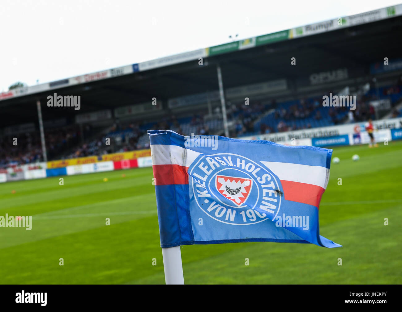 Kiel, Germany. 30th July, 2017. A flag with the logo of Holstein Kiel ...