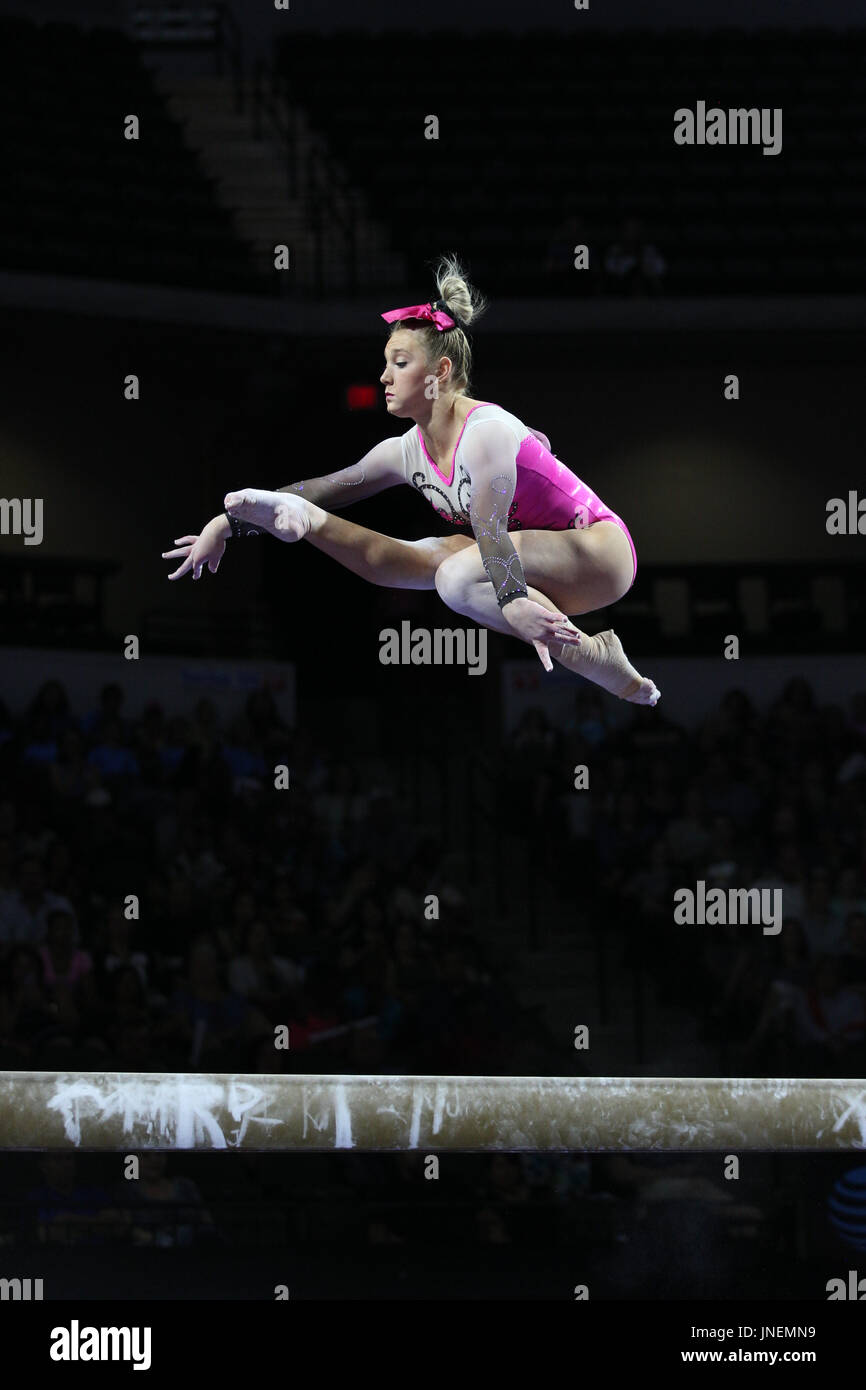 July 29, 2016: Gymnast Emily Gaskins competes in the senior competition ...