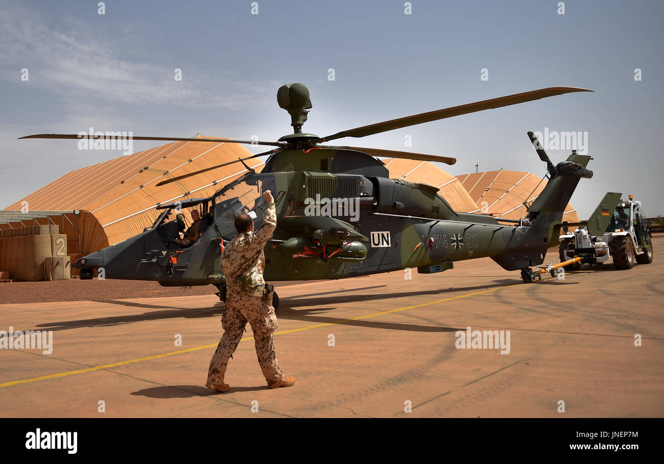 Gao, Mali. 30th July, 2017. dpatop - A Tiger attack helicopter is ...
