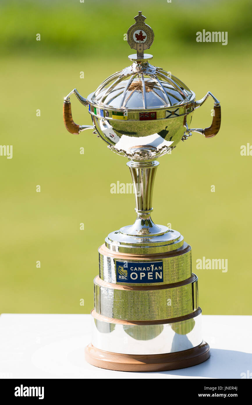 July 30, 2017: The RBC Canadian Open Trophy is displayed at the first ...
