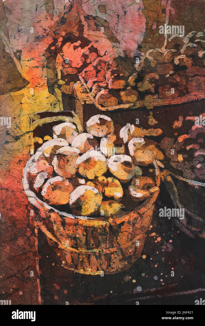 Fine art watercolor batik painting of fruits & vegetable at Farmers ...