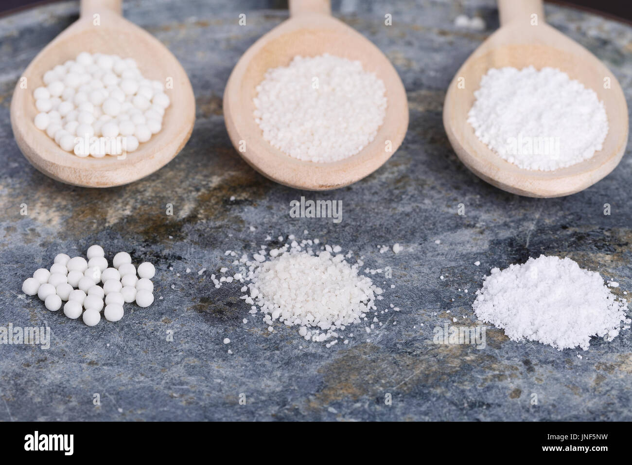 Different types of Granulated cassava (tapioca) on gray background ...